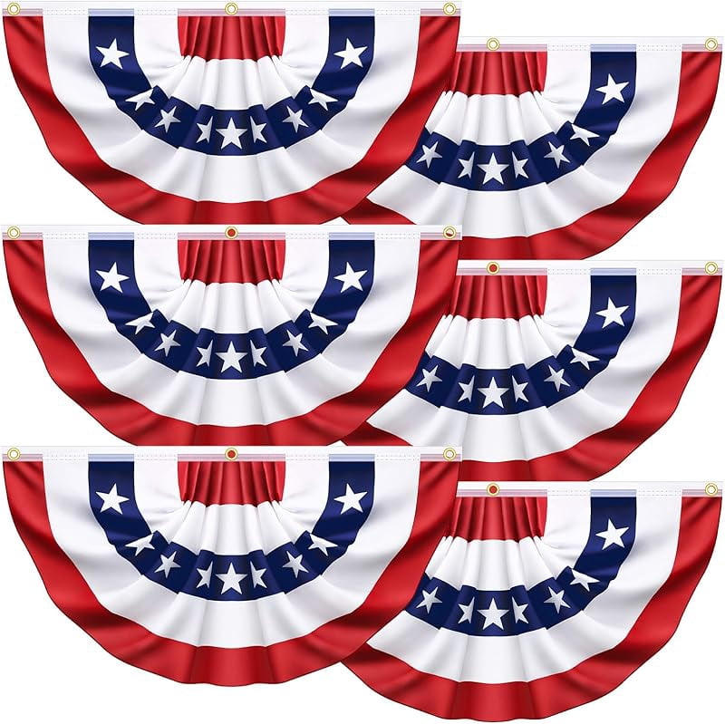 3 x 6 Feet 3 Pack American USA Pleated Half Fan Bunting Flags Outdoor ...