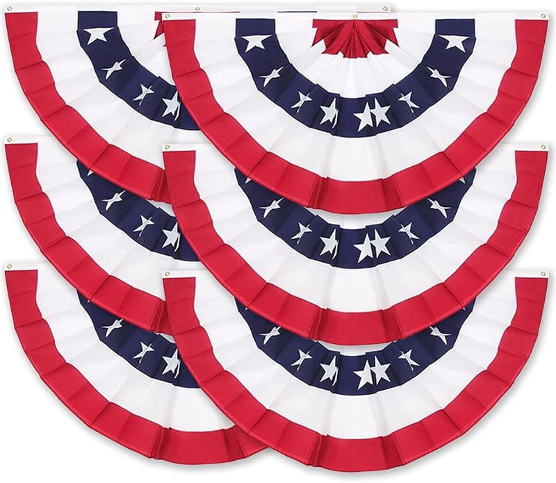 3 x 6 Ft American Pleated Fan Flag 4th of July Decoration USA Patriotic ...