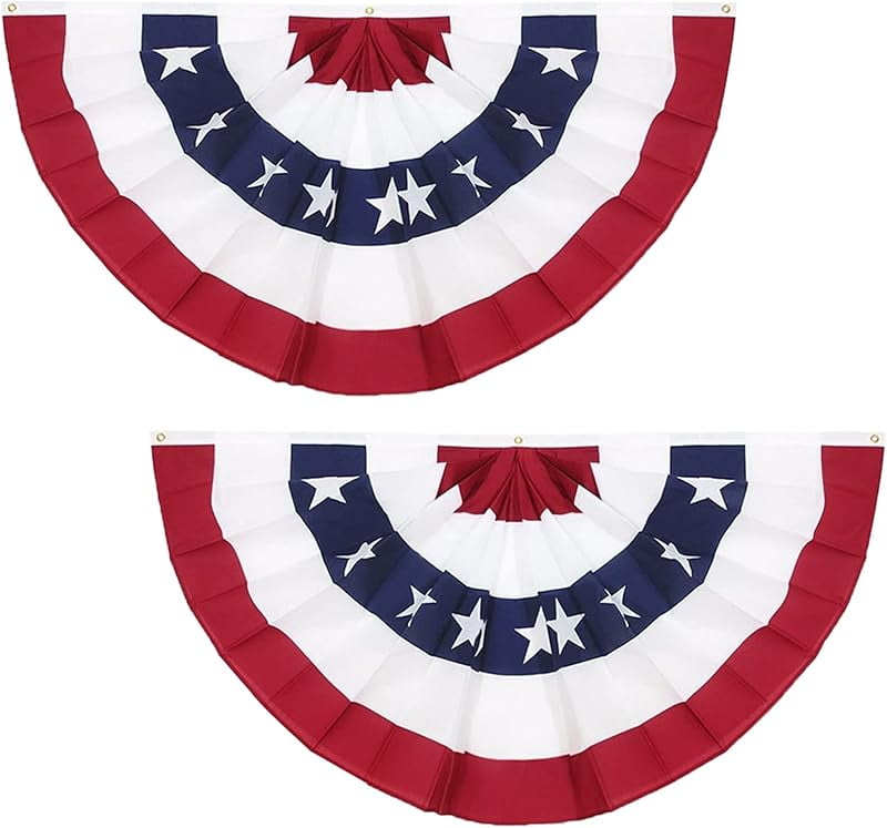 3 x 6 Ft American Pleated Fan Flag, USA Patriotic Half Fan Bunting Flag ...