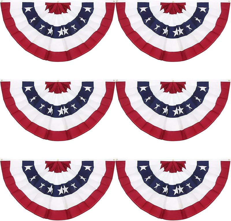 3 x 6 Ft American Pleated Fan Flag, USA Patriotic Half Fan Bunting Flag ...