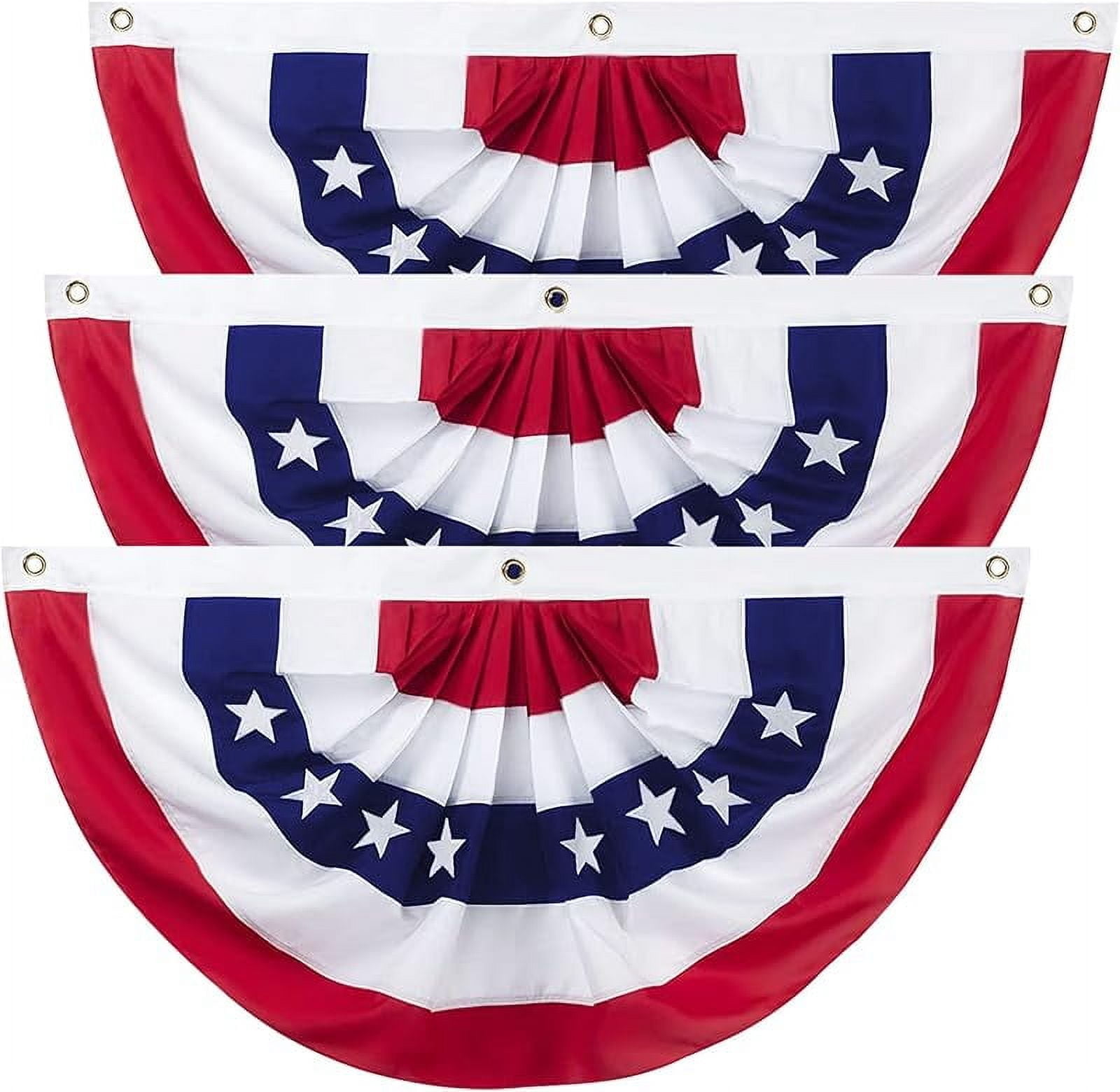 3 x 6 Ft American Pleated Fan Flag, USA Patriotic Half Fan Bunting Flag ...