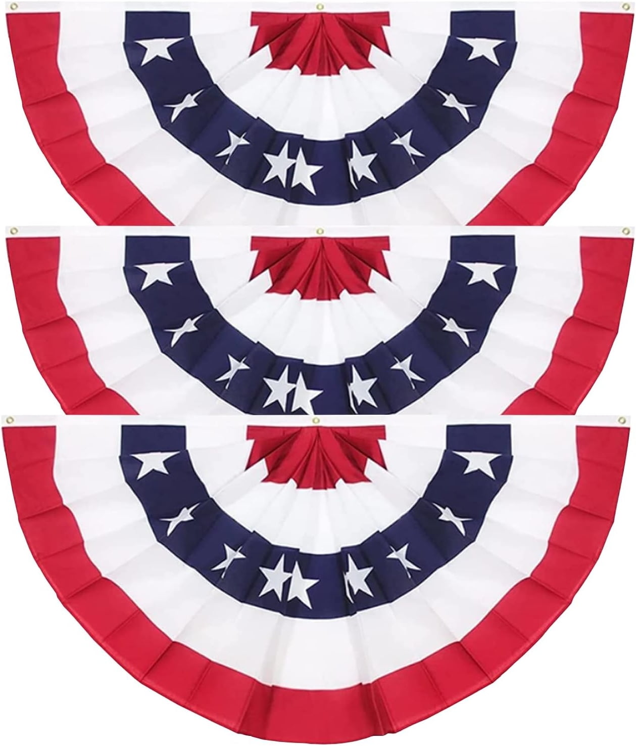 3 x 6 Ft American Pleated Fan Flag, USA Patriotic Half Fan Bunting Flag ...