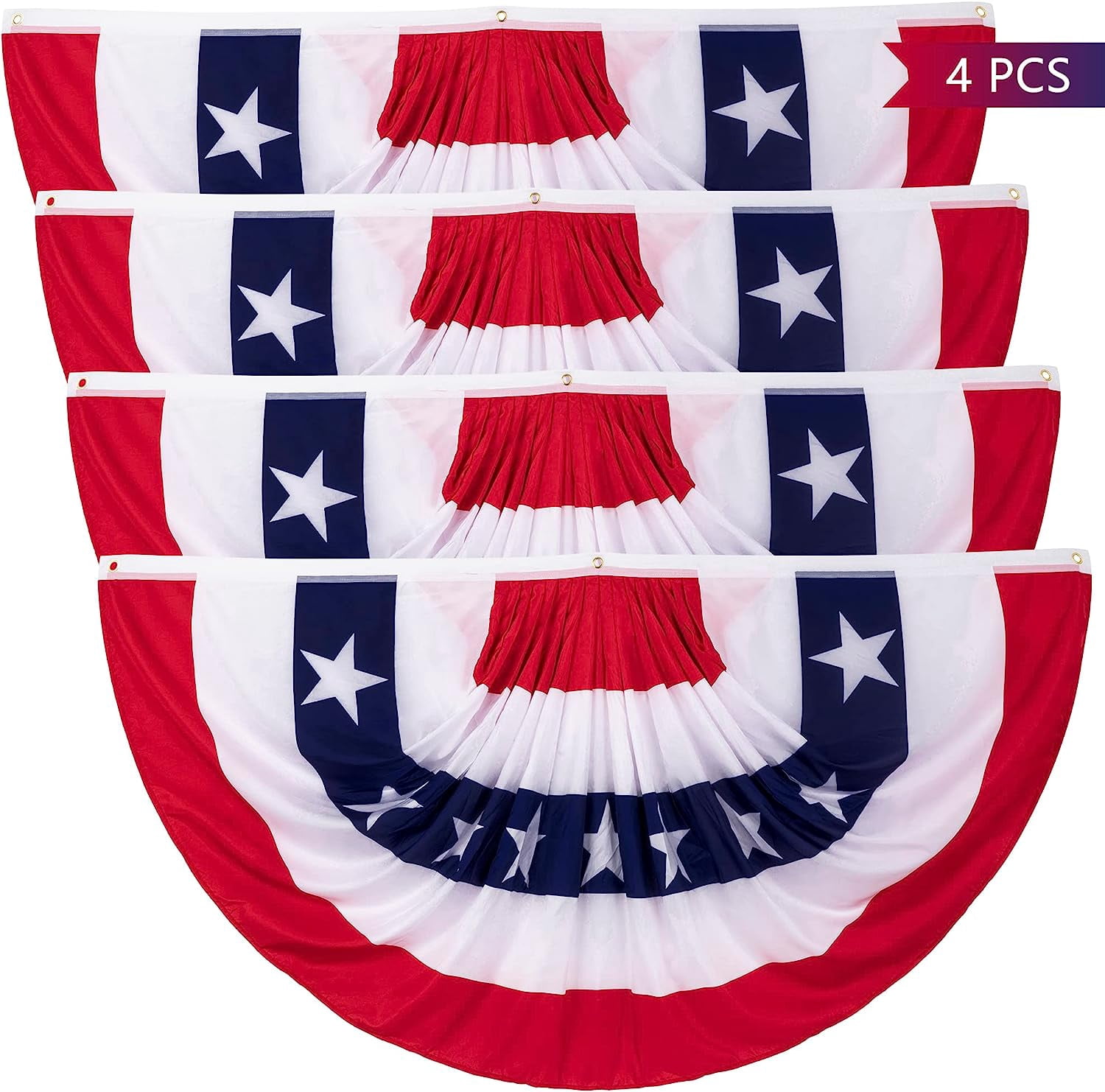 3 x 6 Ft Bunting Flags, Large Patriotic USA Pleated Fan Flags, 4th of ...