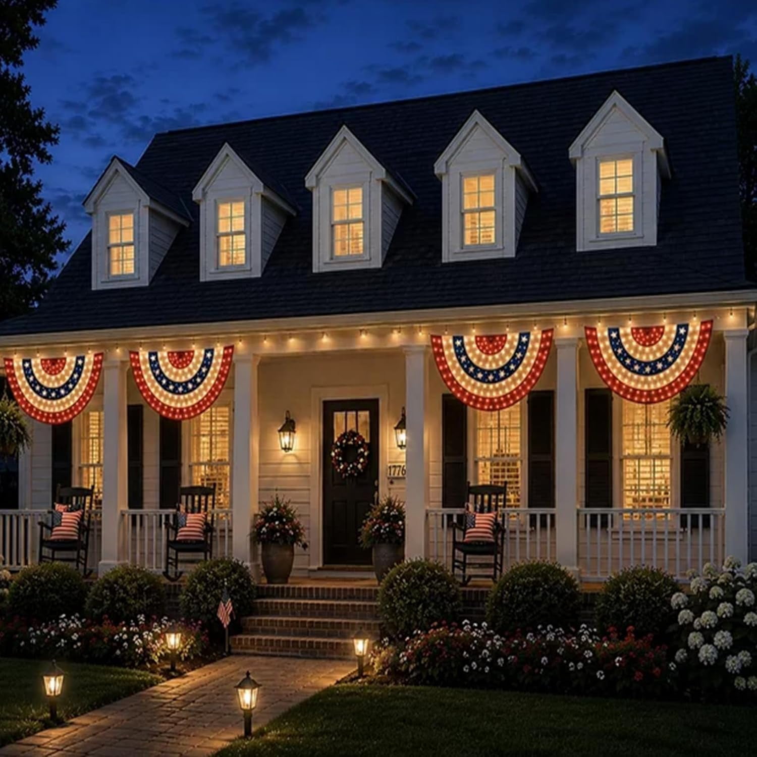 3 x 6 Ft LED Patriotic Bunting Banner, America 250th Anniversary Half ...