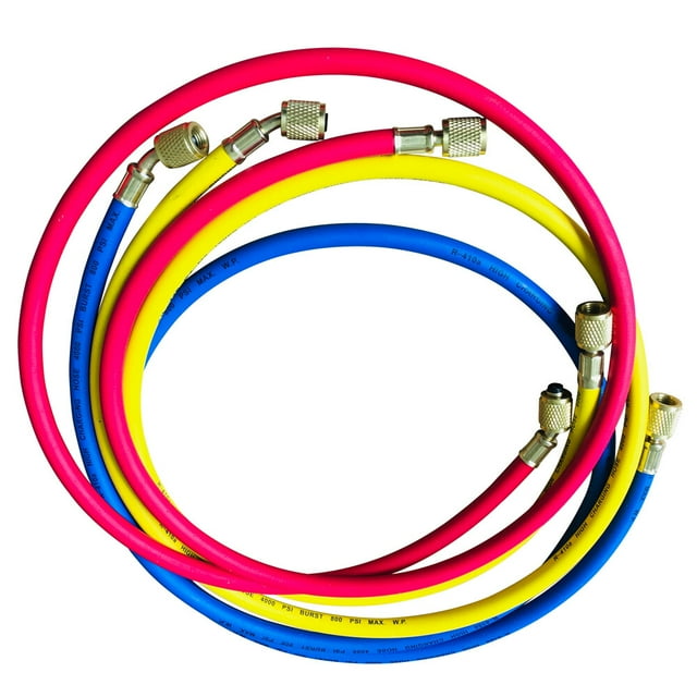 3 x 60" R410a R134a R22 HVAC Charging Hoses AC Refrigerant 1/4" SAE ...