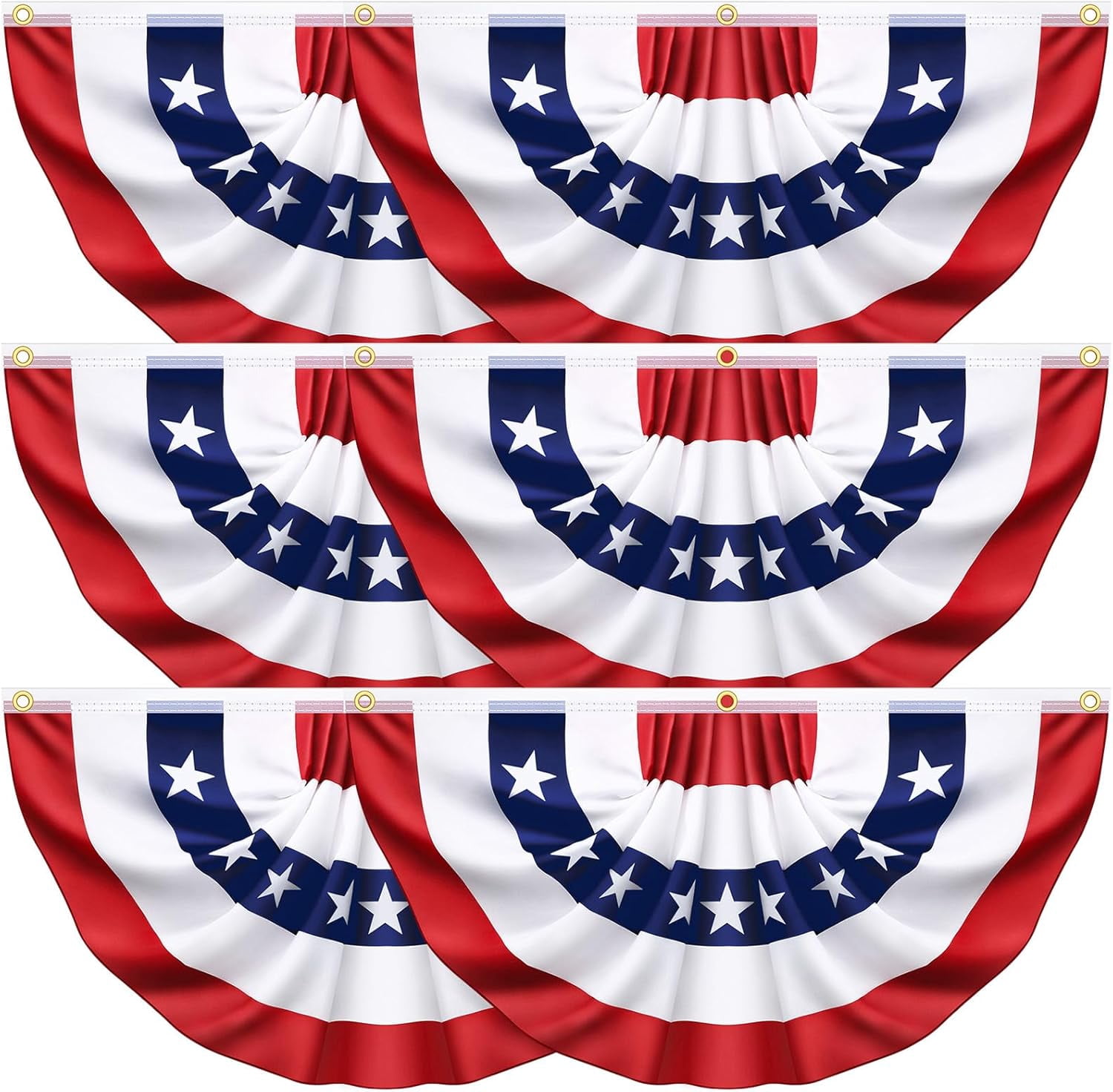 3 x 6ft Pleated Half Fan Bunting Outdoor, Bunting Patriotic Half Fan ...