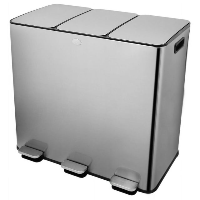 3 x 8 Gallon Kitchen Trash Can,Triple Trash Can with Lid 90 Liters ...