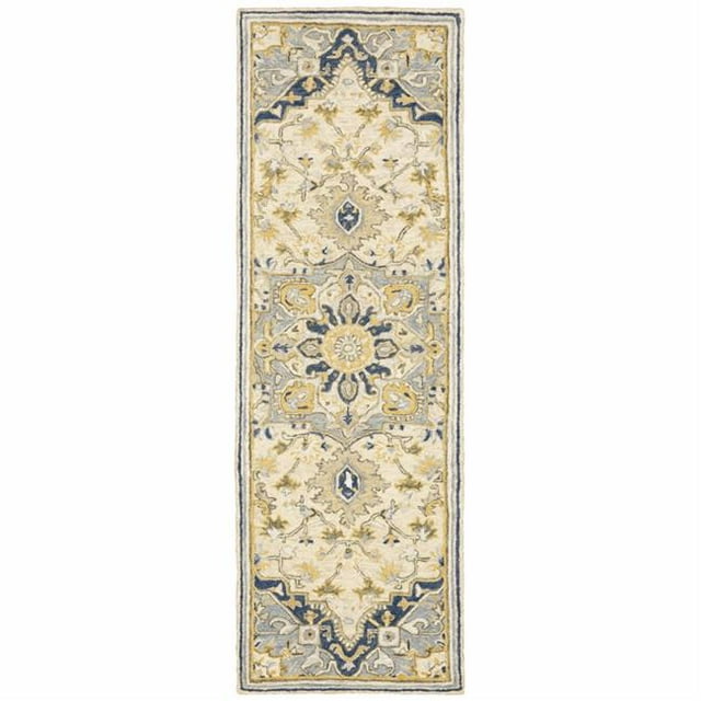 3 x 8 ft. Bohemian Runner Rug, Blue & Ivory - Walmart.com