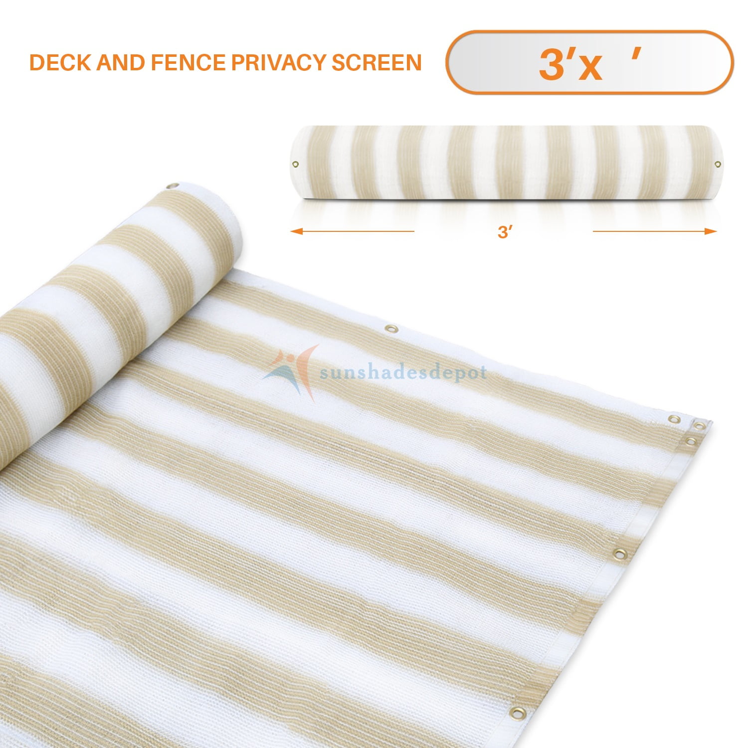 3' x 85' Beige with White Stripes Residential Commercial Privacy Deck ...