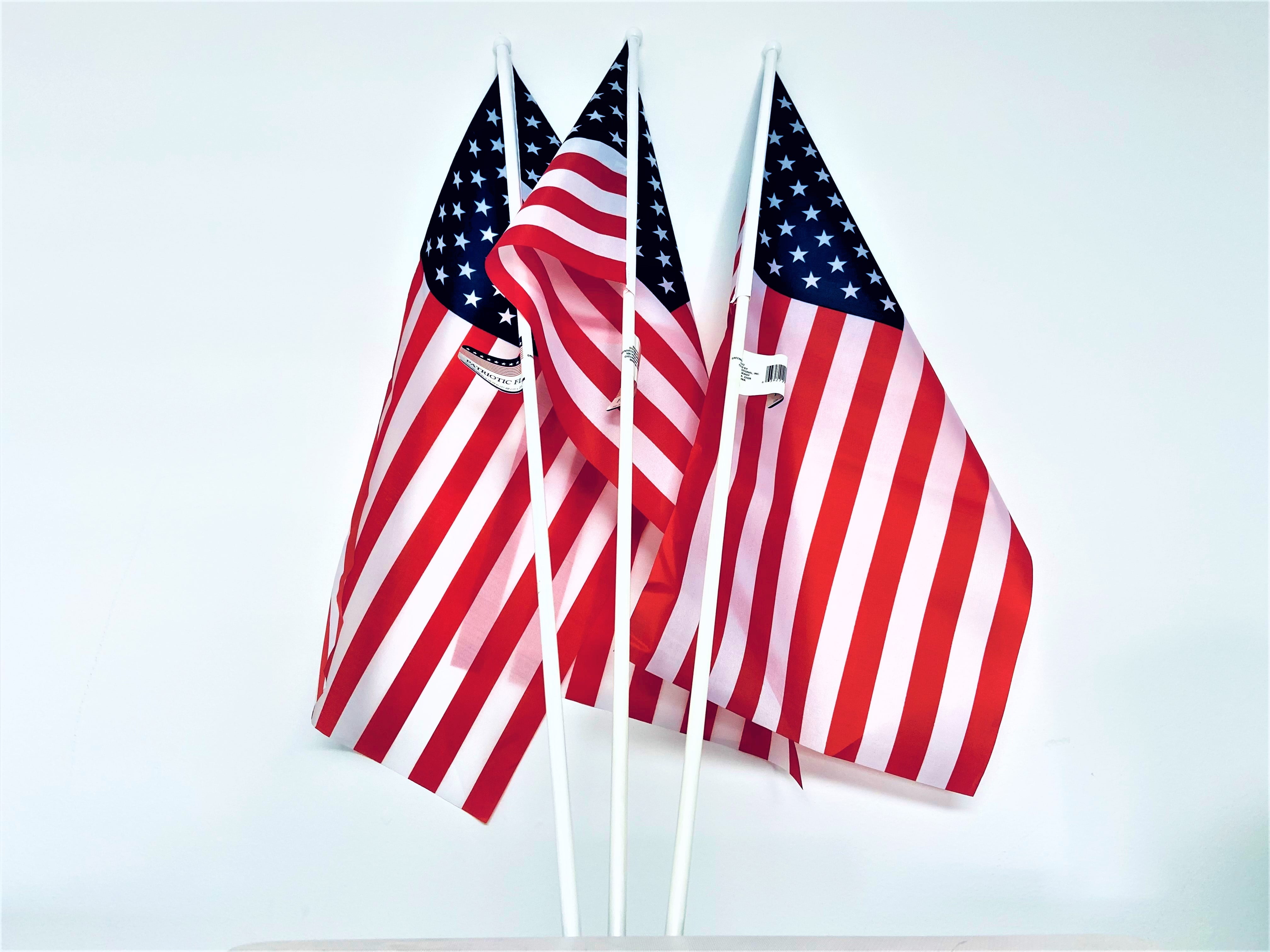 3 x American Flags 20.42 x 10.75 Inch/Medium US Flag Mini American ...