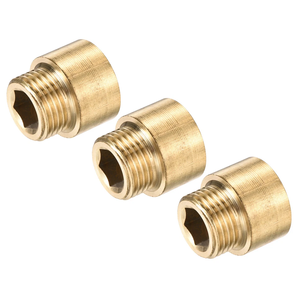 3 x Brass Extension Pipe Fittings G1/2 x G1/2 15mm Adapter Connector ...