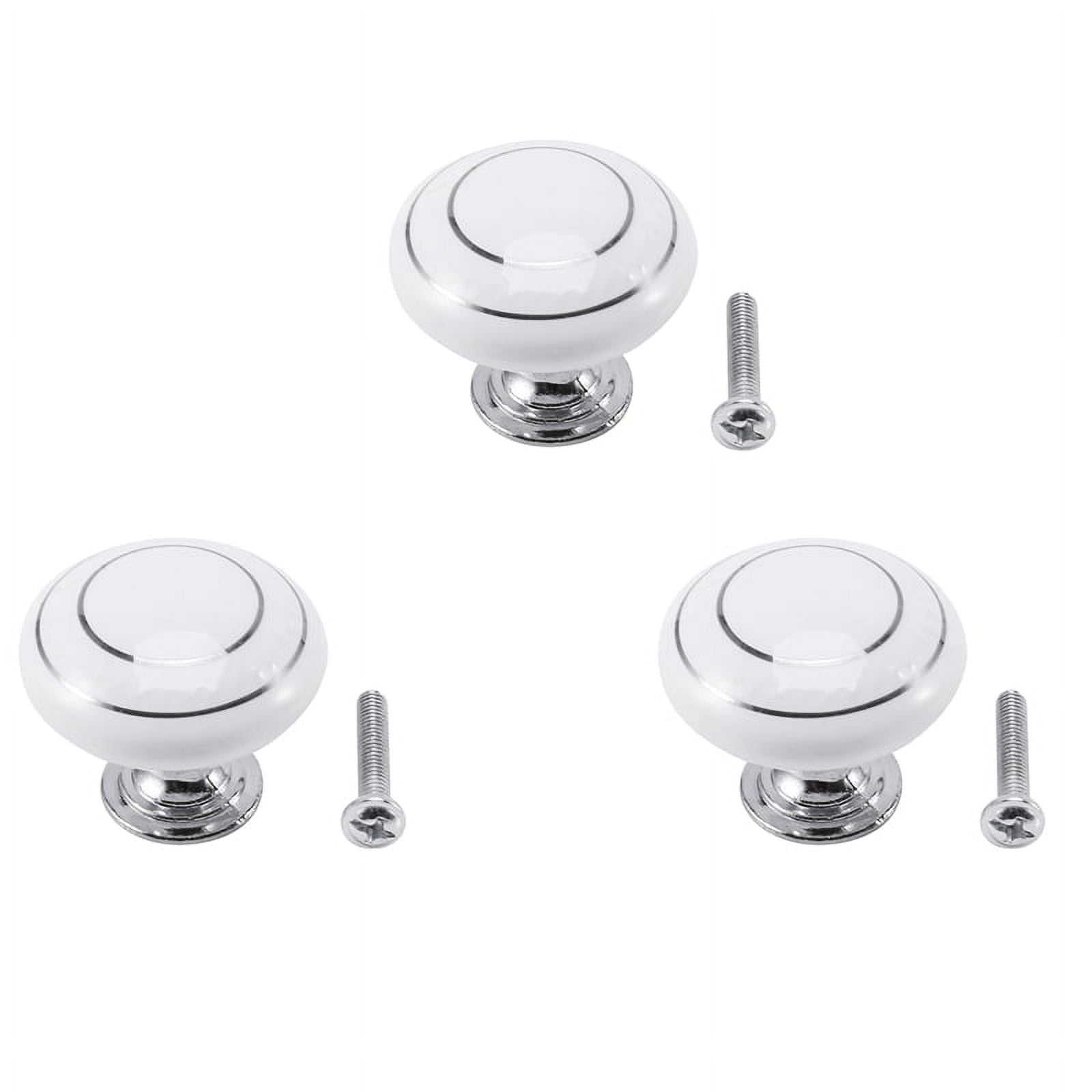 3 x Ceramic Door/Wardrobe/Cabinet/Cupboard Knob Handle Drawer White,3 X ...