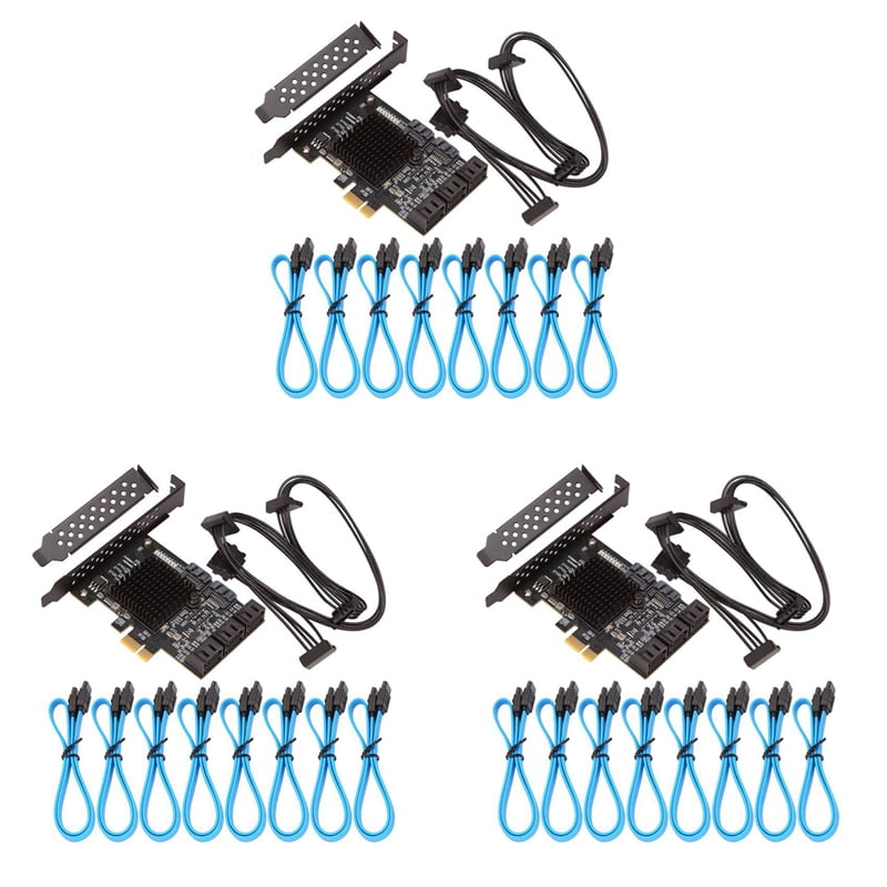 3 x PCIe X1 to 8 SATA 3.0 card 24 x SATA cables 3 x SATA splitter ...