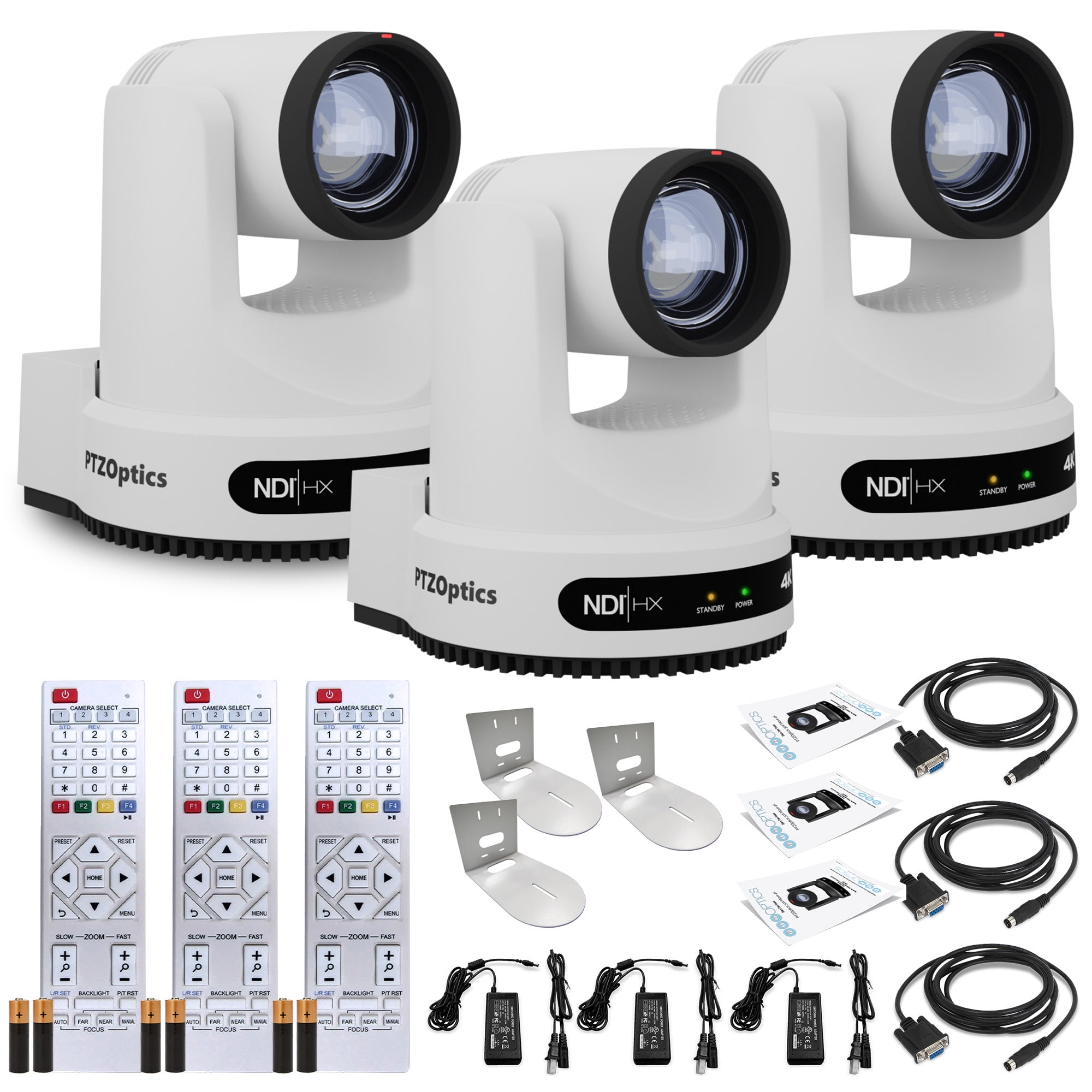 3 x PTZOptics Move 4K SDI/HDMI/USB/IP PTZ Camera with 20x Optical Zoom ...