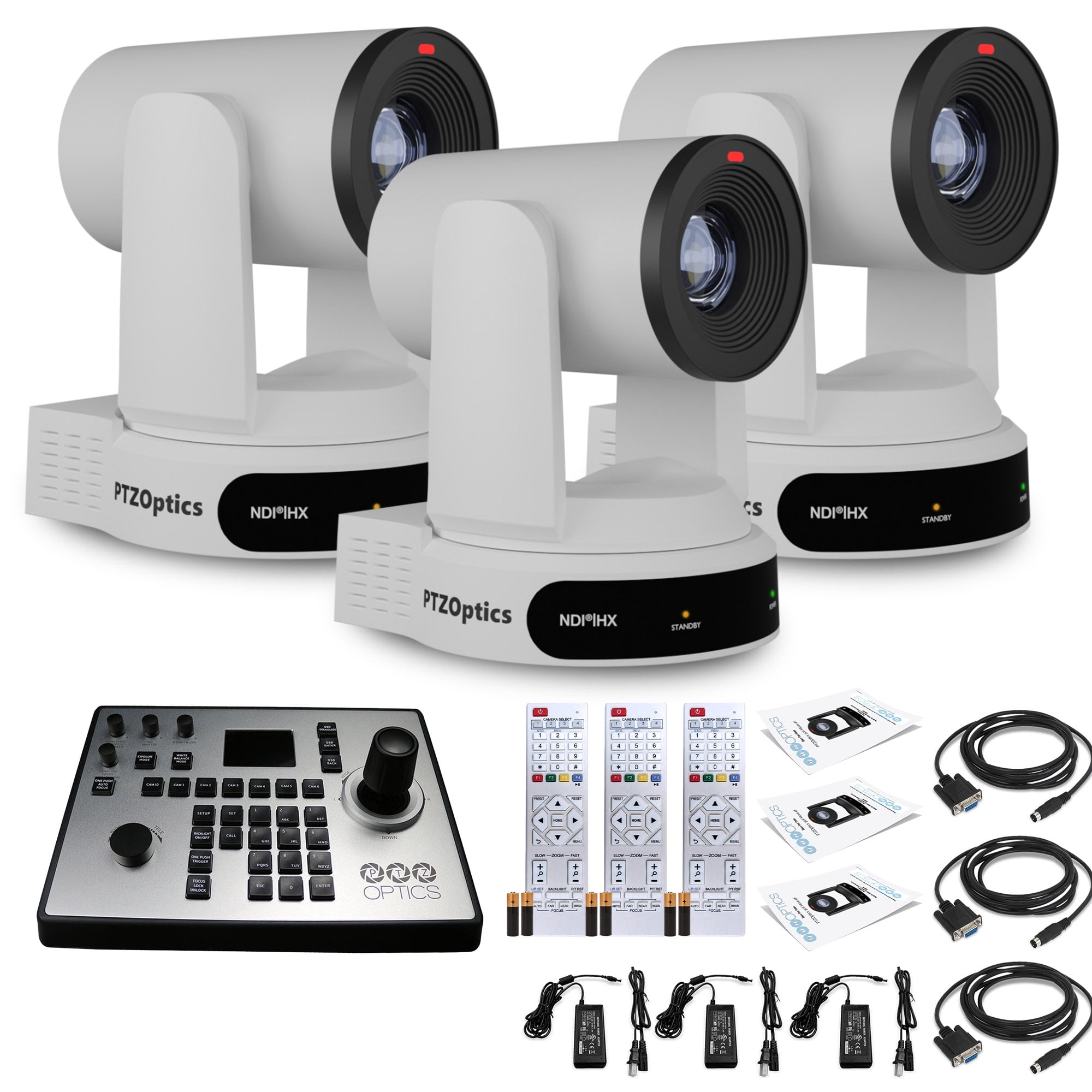 3 x PTZOptics Move 4K SDI/HDMI/USB/IP PTZ Camera with 30x Optical Zoom ...