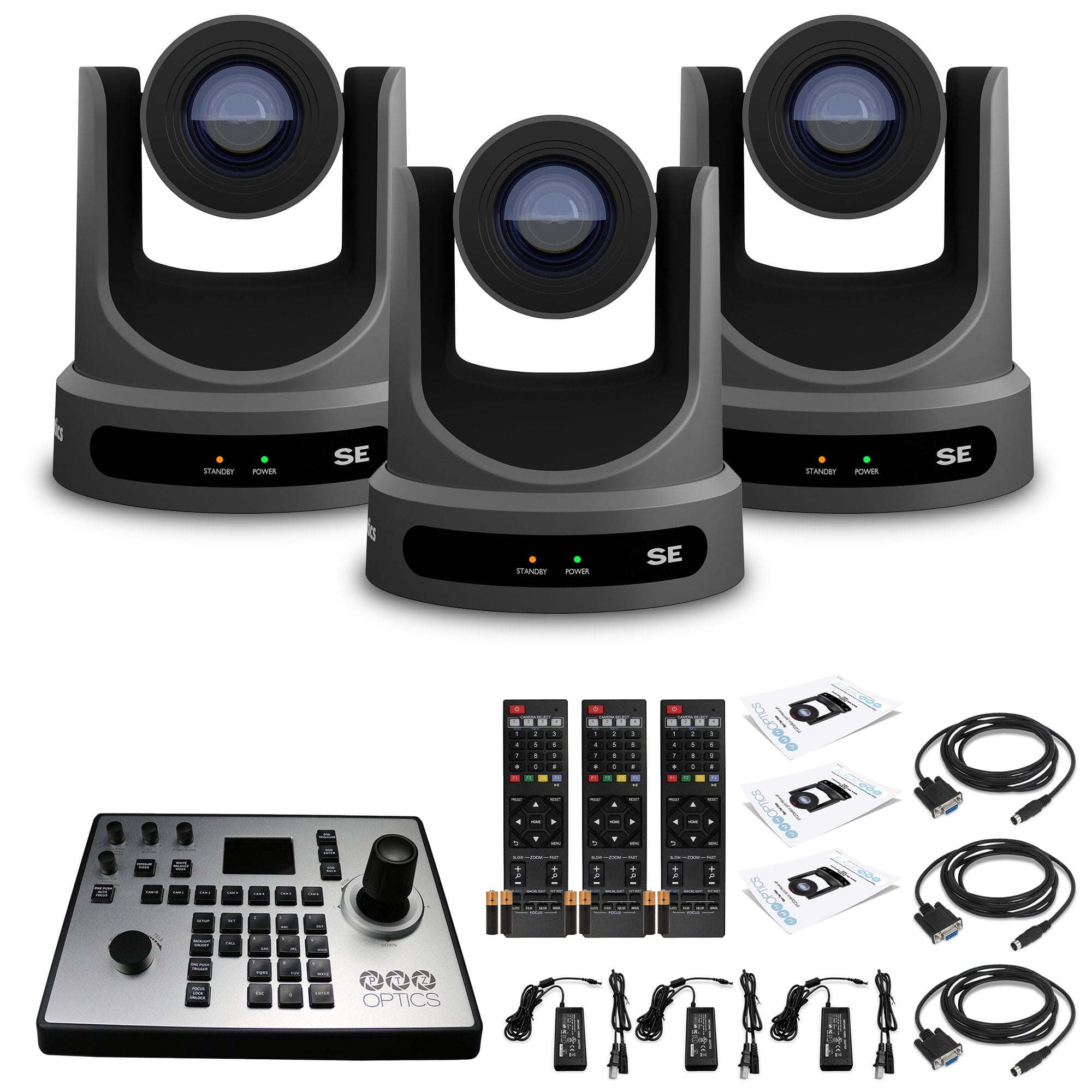 3 x PTZOptics Move SE PTZ Camera with 20x Optical Zoom (Gray) (PT20X-SE ...