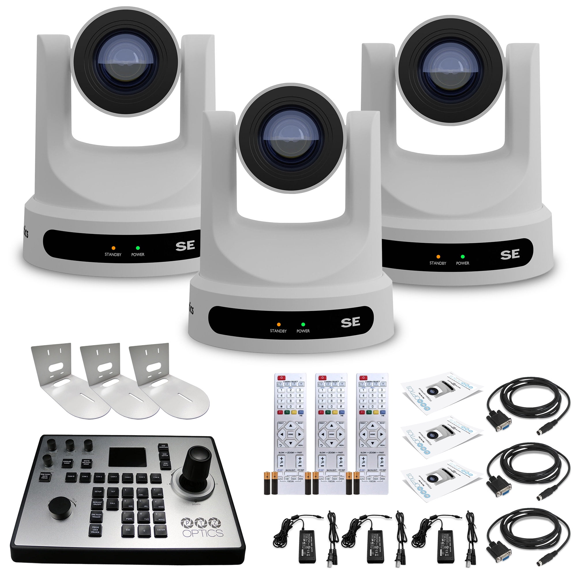 3 x PTZOptics Move SE PTZ Camera with 30x Optical Zoom + PTZOptics PT ...