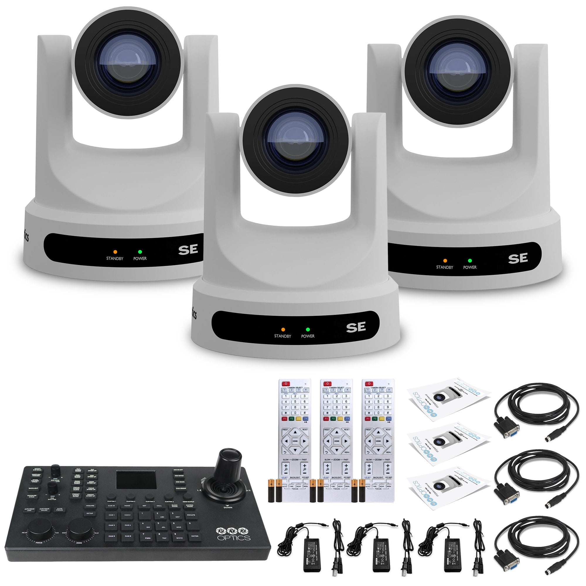 3 x PTZOptics Move SE PTZ Camera with 30x Optical Zoom (White) (PT30X ...