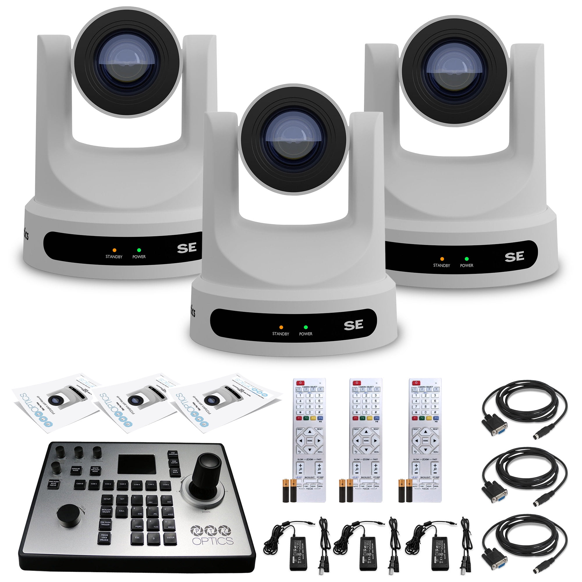 3 x PTZOptics Move SE PTZ Camera with 30x Optical Zoom (White ...