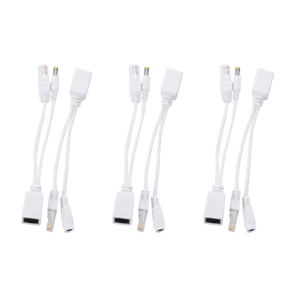 3 x PoE injector cable 3 x PoE splitter cable-White - Walmart.com