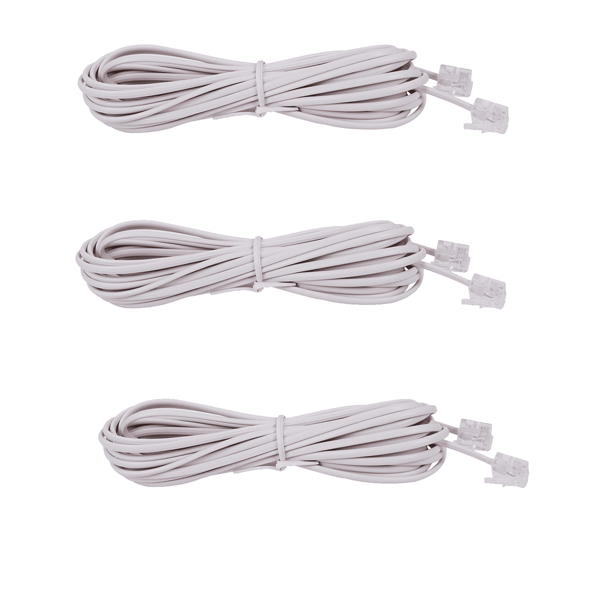 3 x RJ11 Telephone Cable-Clear&White - Walmart.com