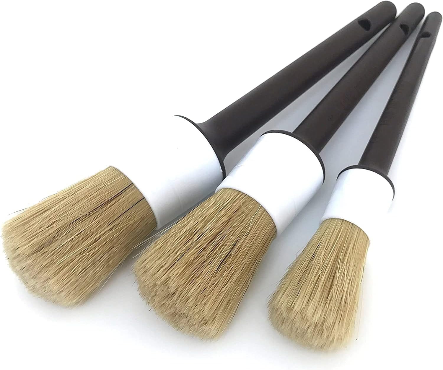 3 x Specialist Soft Hog Hair Detailing Brushes for Car Cleaning Vents ...