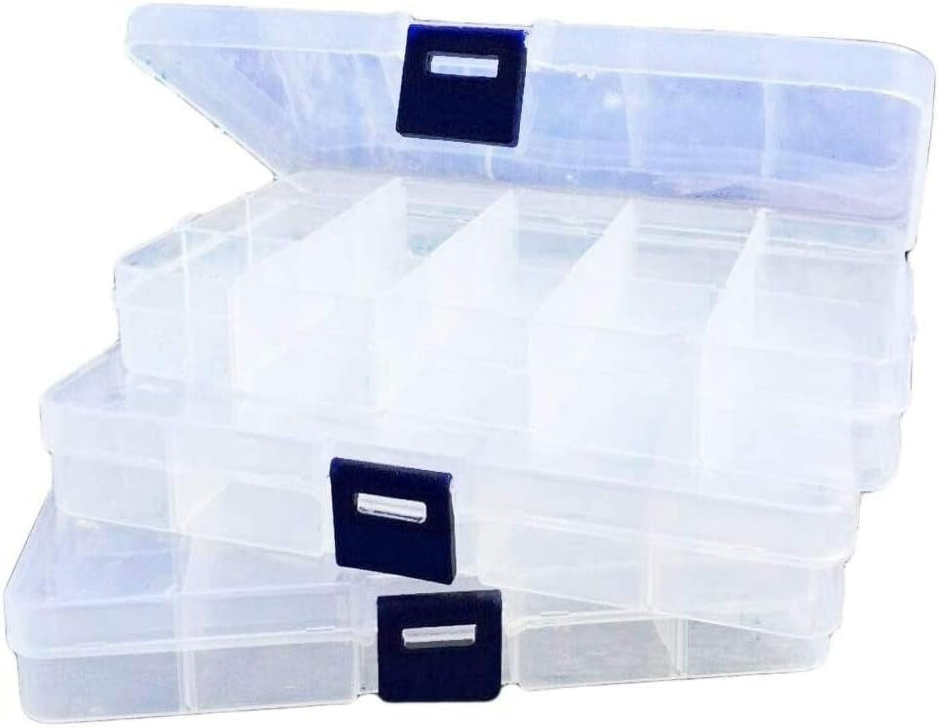 3 x Transparent 15 Removable Section Compartment Organiser Box Plastic ...