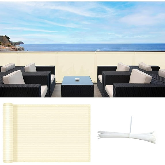 3'x10' Butter Cream Balcony Privacy Screen Fence Windscreen Cover ...