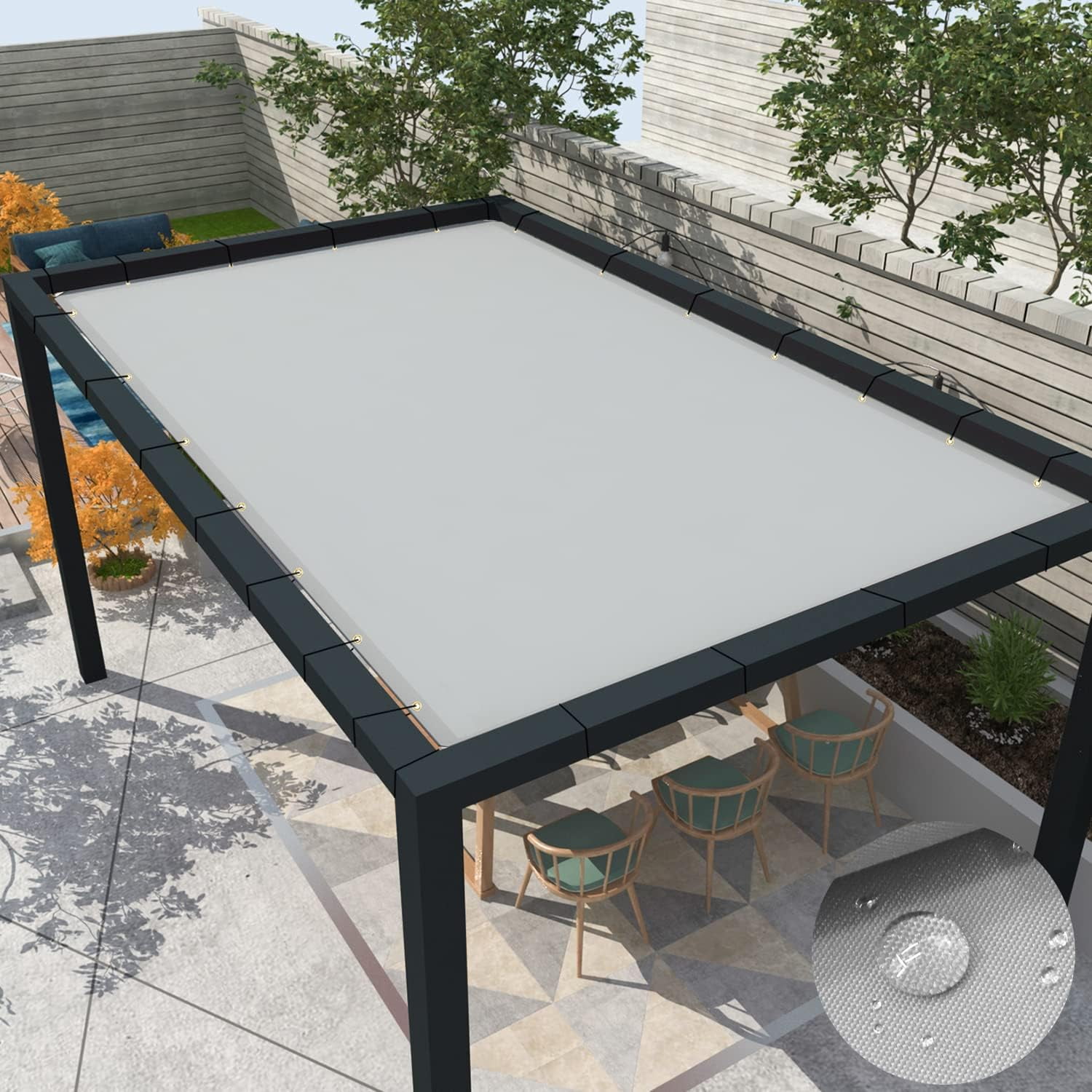 3'x15' ft waterproof rectangular shade sails 260 gsm straight edge ...