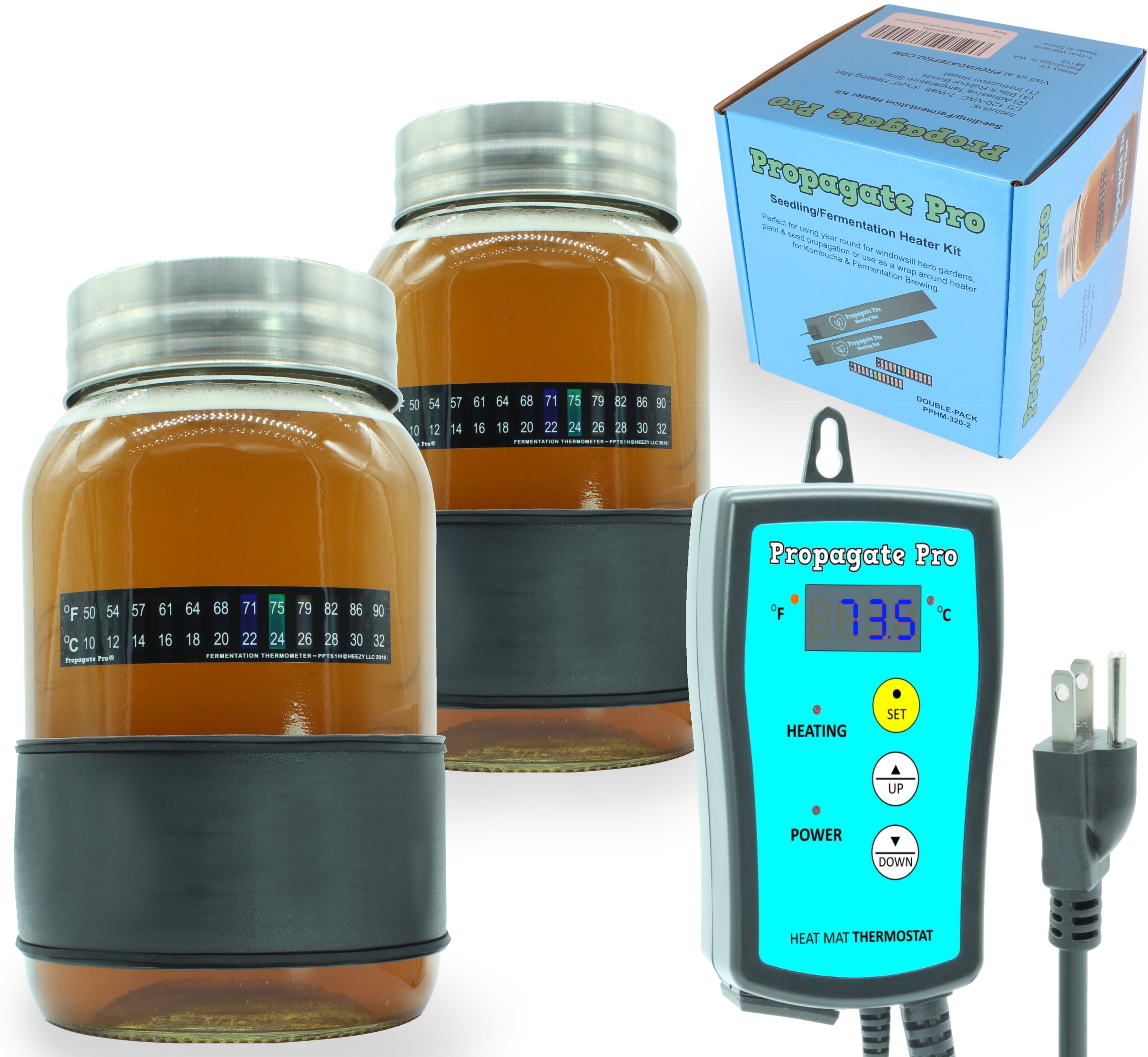 Wrap Around Kombucha Fermentation Heating Mat Pad Strip + Thermostat ...