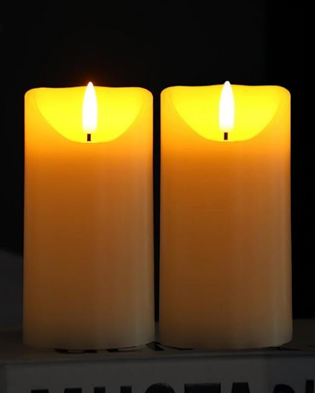 3"x4" Flickering Flameless Candles with Remote Timer, 3" Diameter White ...