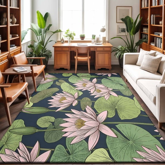 3'x5' Area Rugs, Abstract Art Lotus Indoor Outdoor Area Rug for Living ...
