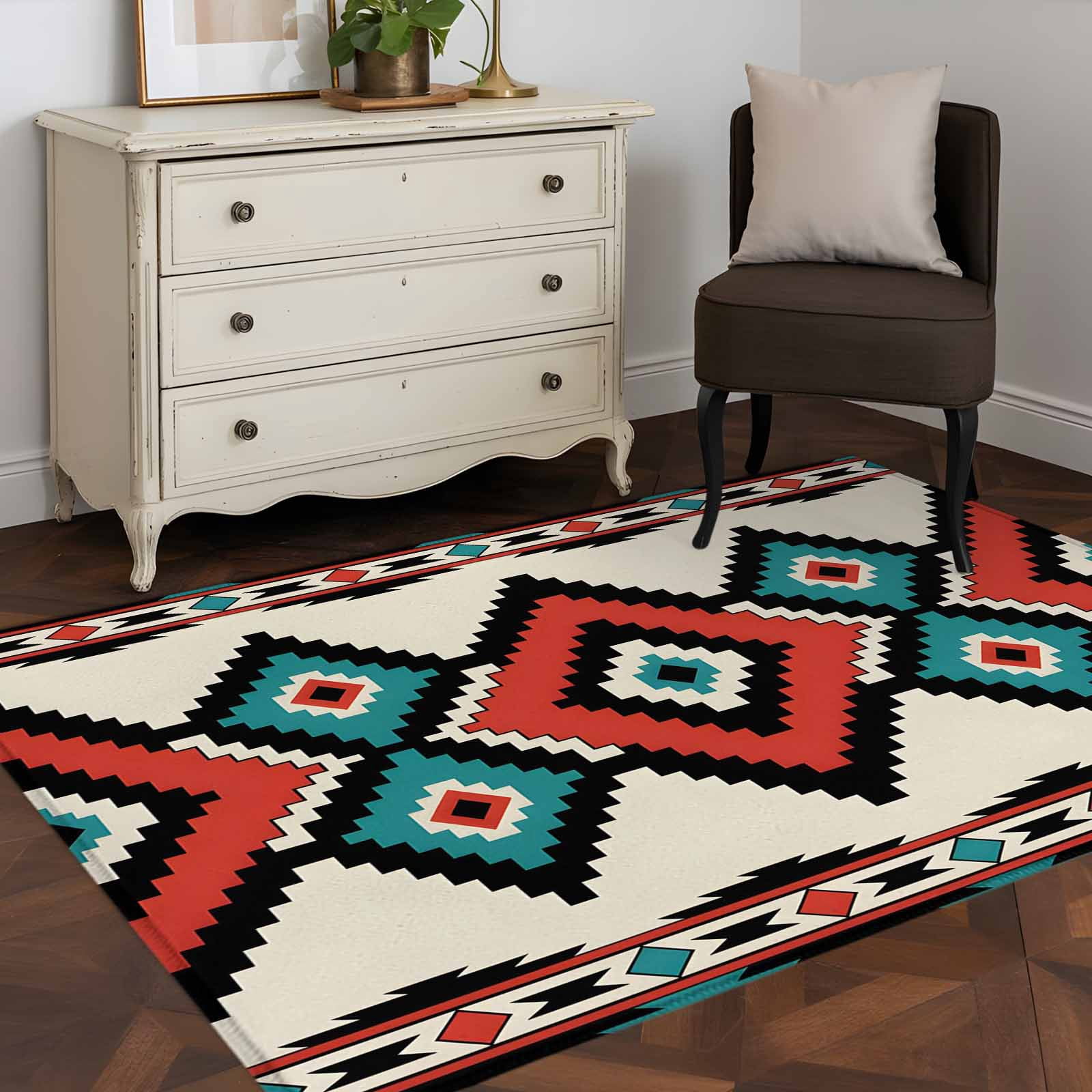 3'x5' Area Rugs, Aztec Southwest Indoor Outdoor Area Rug for Living ...