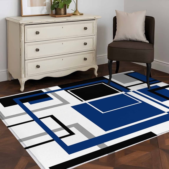 3'x5' Area Rugs, Blue Black Geometric Indoor Outdoor Area Rug for ...