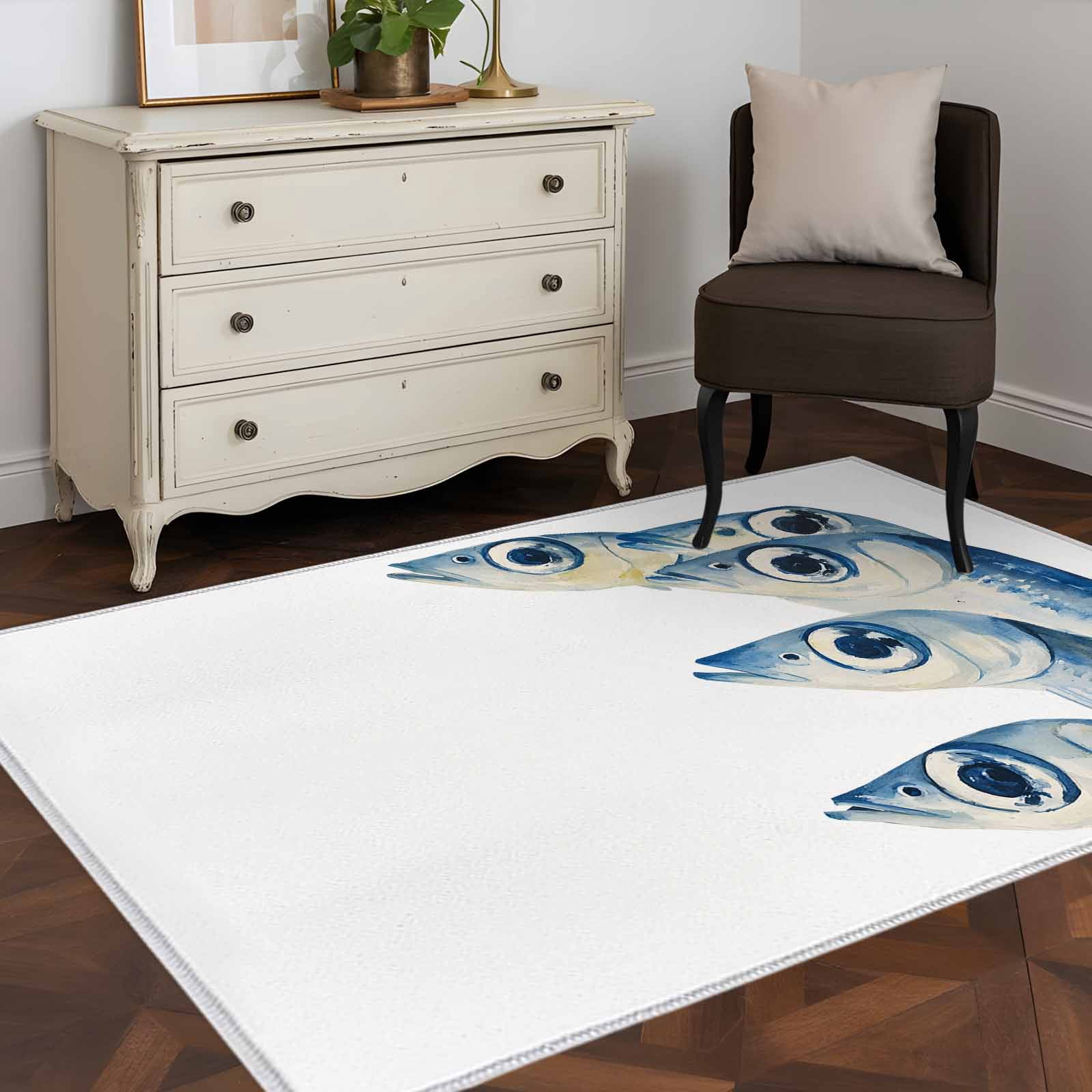 3'x5' Area Rugs, Blue Fish Indoor Outdoor Area Rug for Living Room ...