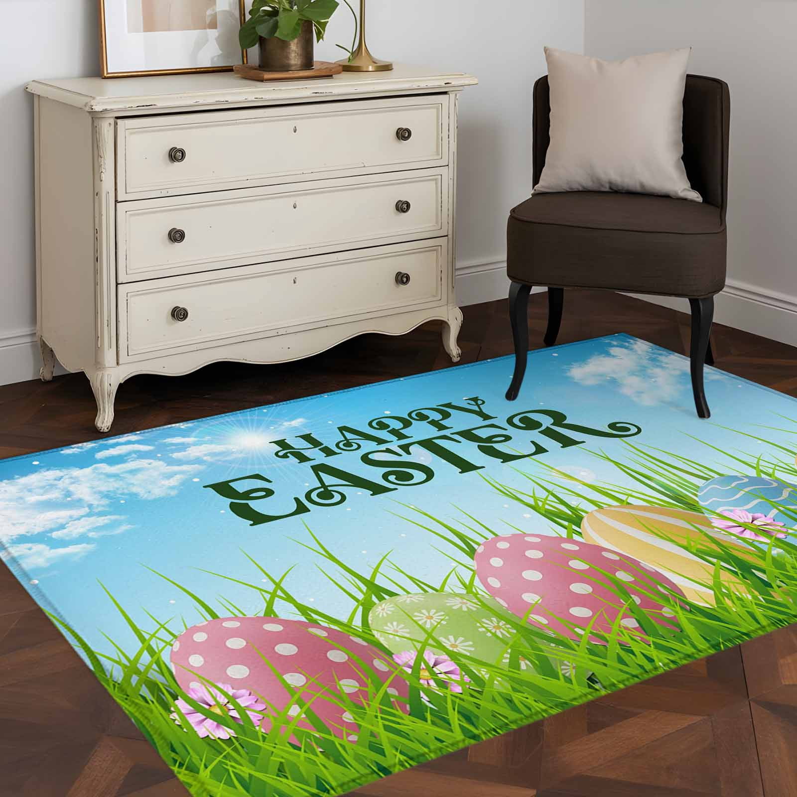 3'x5' Area Rugs, Blue Green Easter Indoor Outdoor Area Rug for Living ...