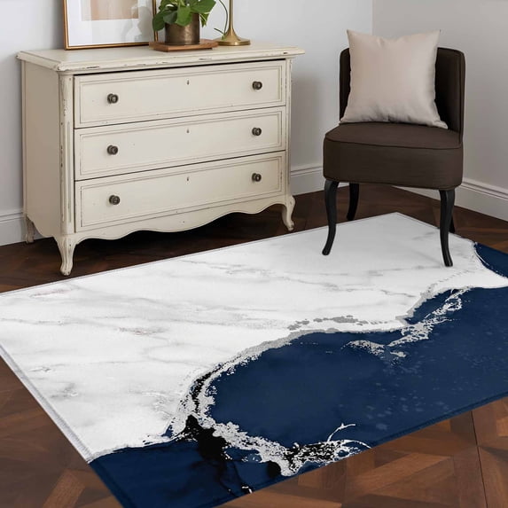3'x5' Area Rugs, Blue Marble Crack Indoor Outdoor Area Rug for Living ...