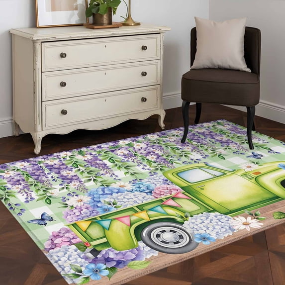 3'x5' Area Rugs, Blue Purple Floral Indoor Outdoor Area Rug for Living ...