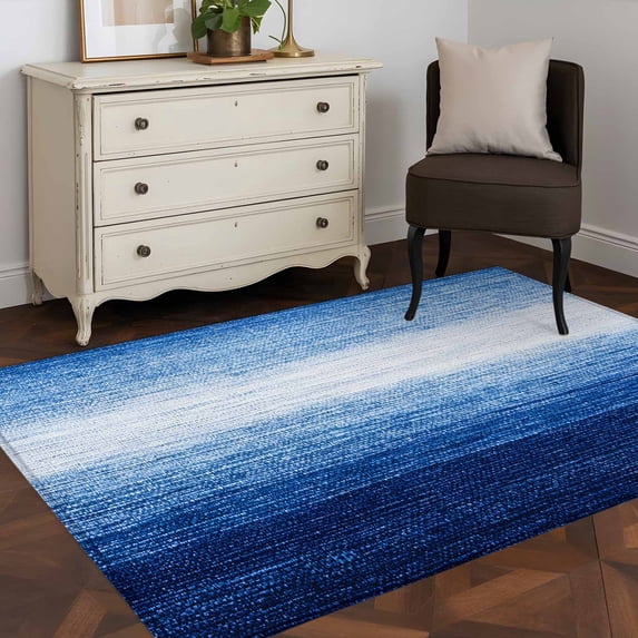 3'x5' Area Rugs, Blue White Ombre Indoor Outdoor Area Rug for Living ...