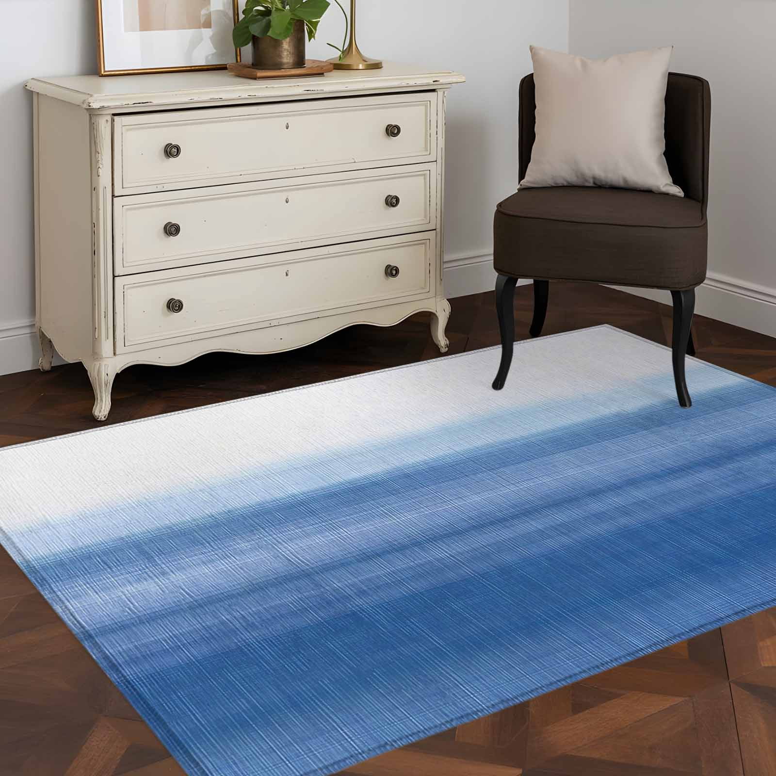 3'x5' Area Rugs, Blue White Ombre Indoor Outdoor Area Rug for Living ...