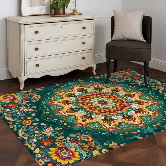 3'x5' Area Rugs, Boho Flower Indoor Outdoor Area Rug for Living Room ...