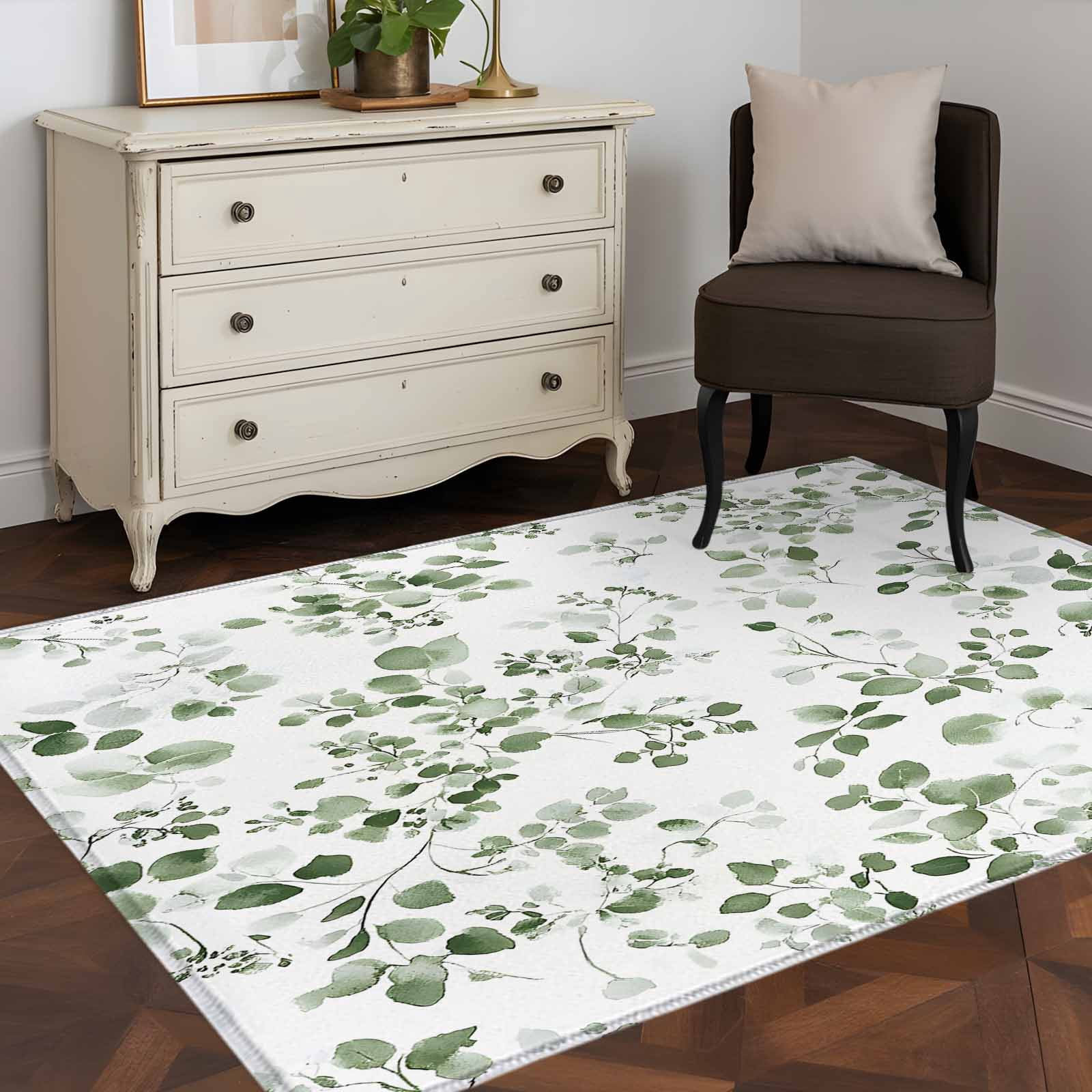3'x5' Area Rugs, Botanical Leaf Print Indoor Outdoor Area Rug for ...