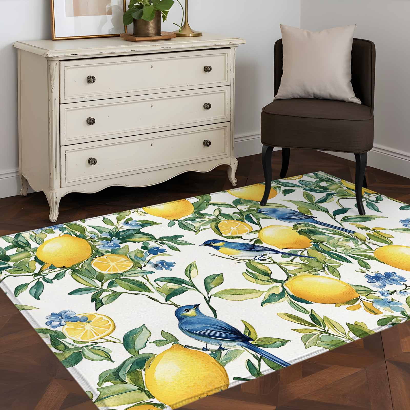 3'x5' Area Rugs, Botanical Lemon Indoor Outdoor Area Rug for Living ...