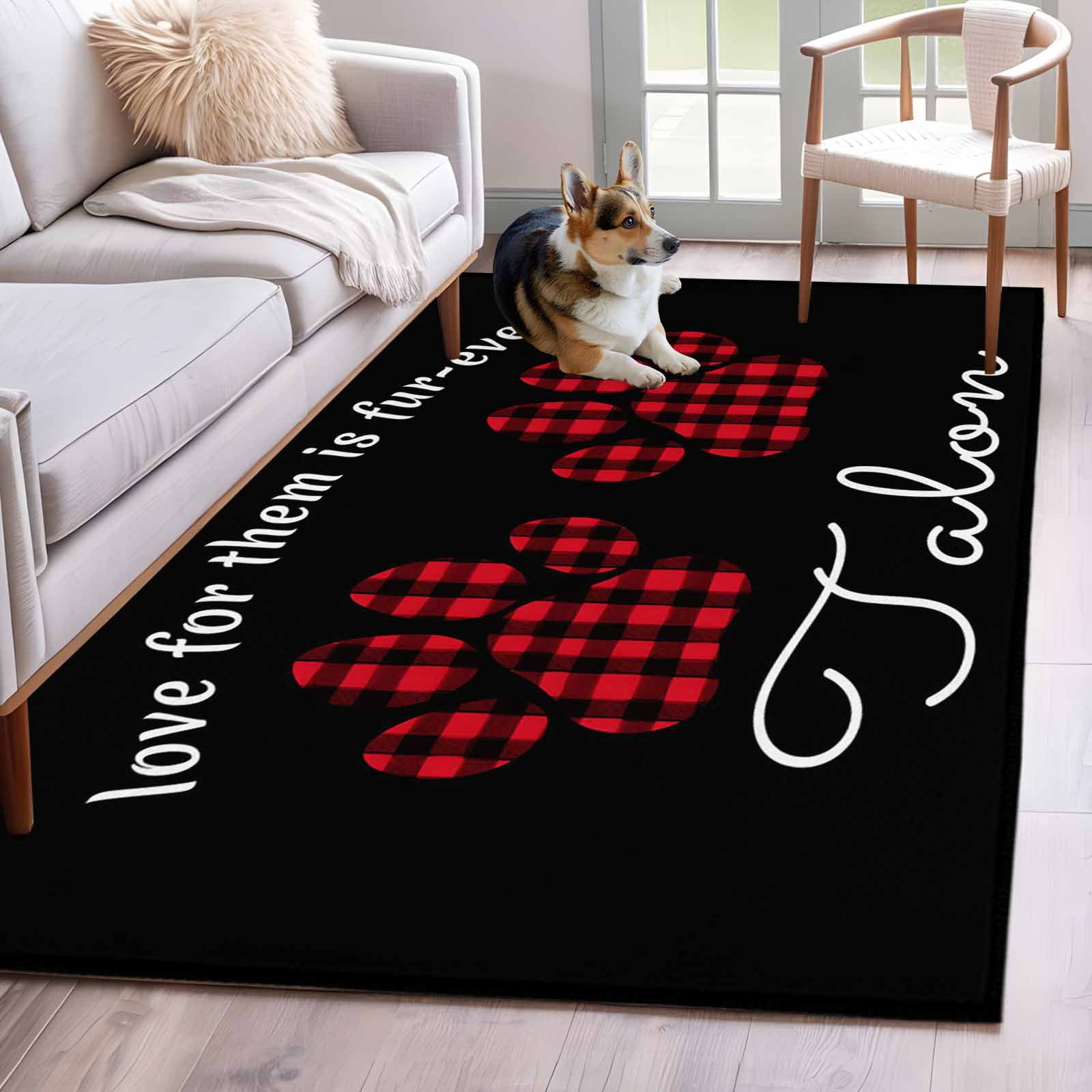 3'x5' Area Rugs, Buffalo Plaid Paw Indoor Outdoor Area Rug for Living ...