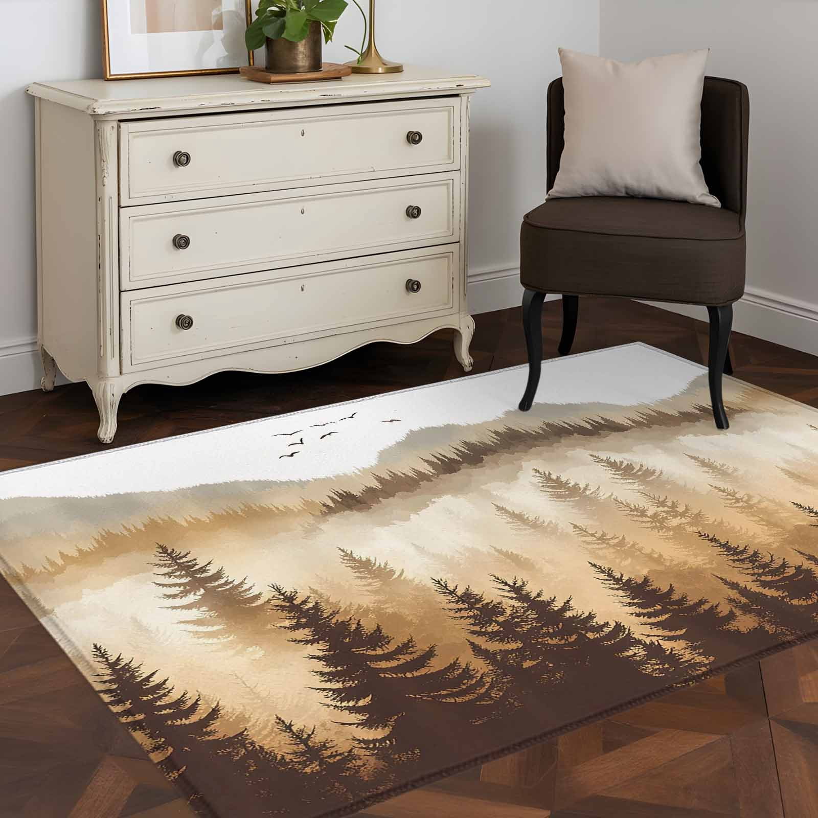 3'x5' Area Rugs, Burly Wood Trees Indoor Outdoor Area Rug for Living ...