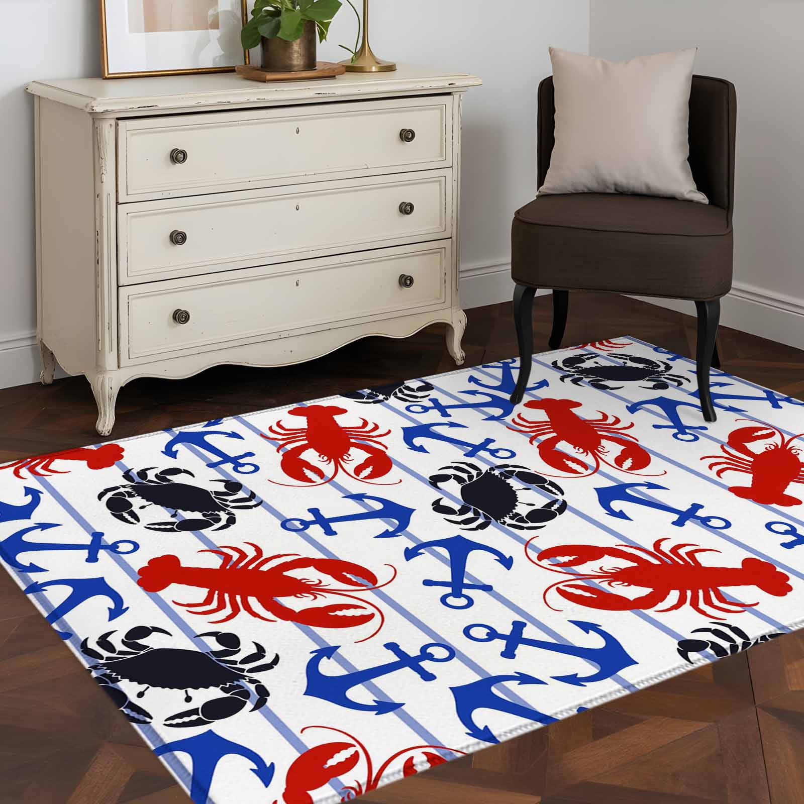 3'x5' Area Rugs, Coastal Crabs Indoor Outdoor Area Rug for Living Room ...