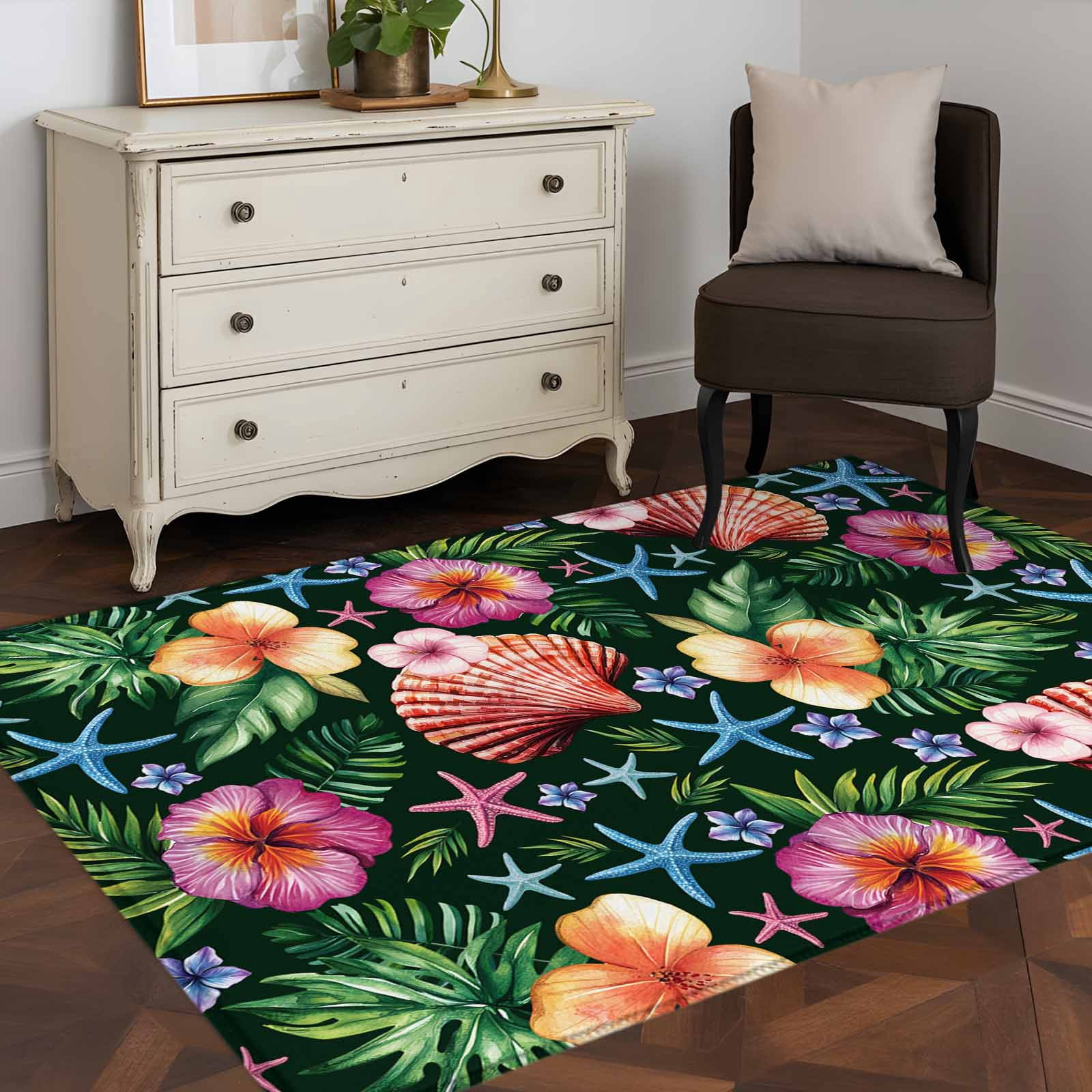 3'x5' Area Rugs, Coastal Tropical Indoor Outdoor Area Rug for Living ...