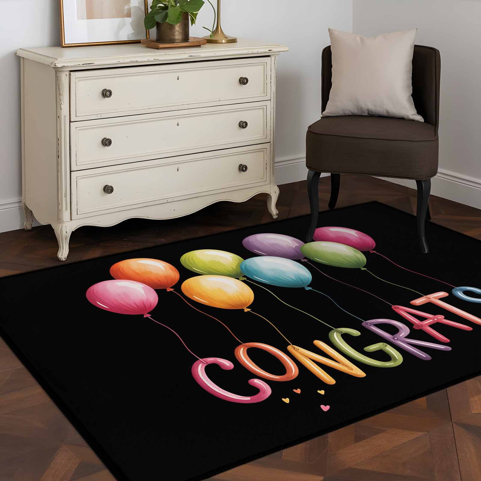 3'x5' Area Rugs, Colorful Balloon Graduation Indoor Outdoor Area Rug ...