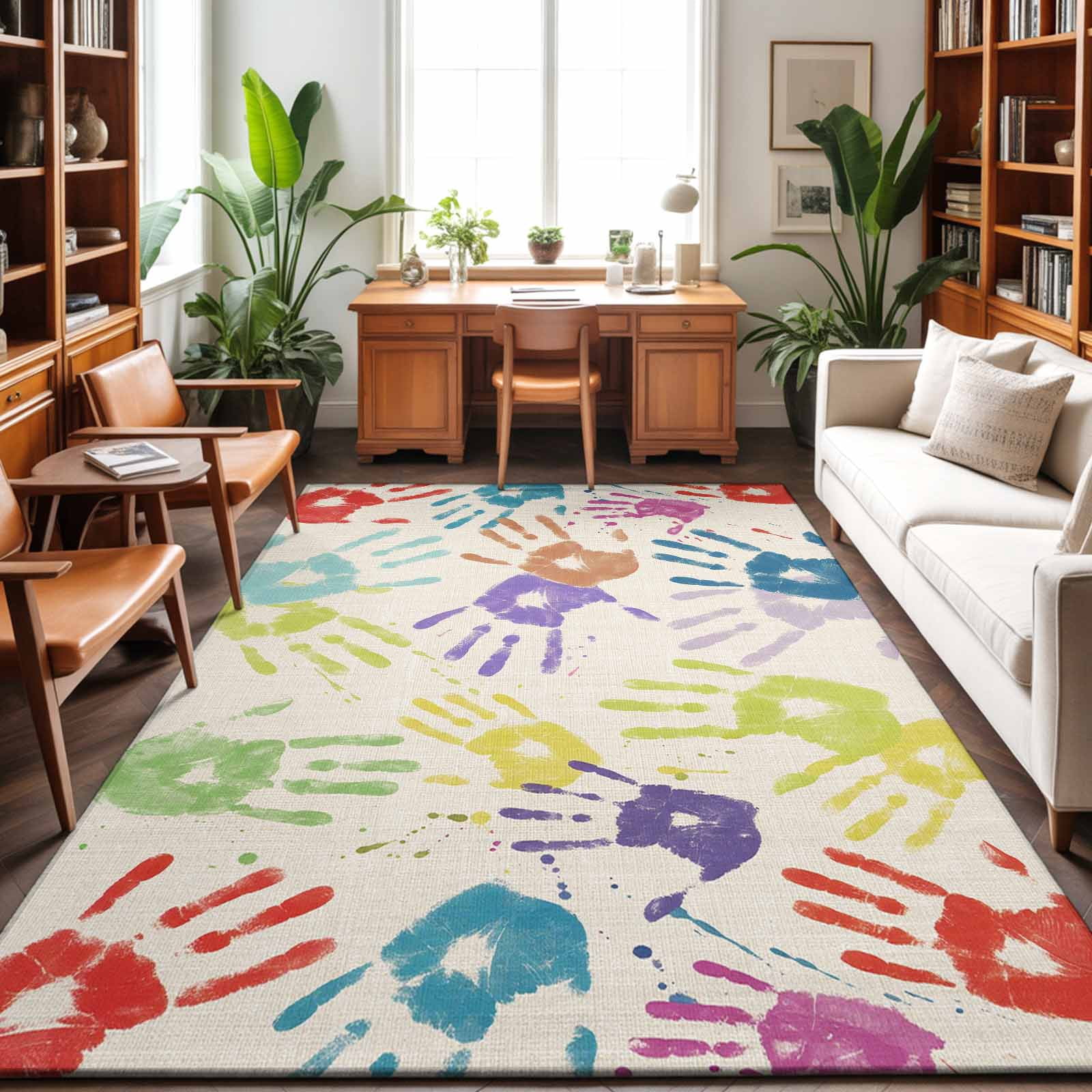 3'x5' Area Rugs, Colorful Hand Print Indoor Outdoor Area Rug for Living ...