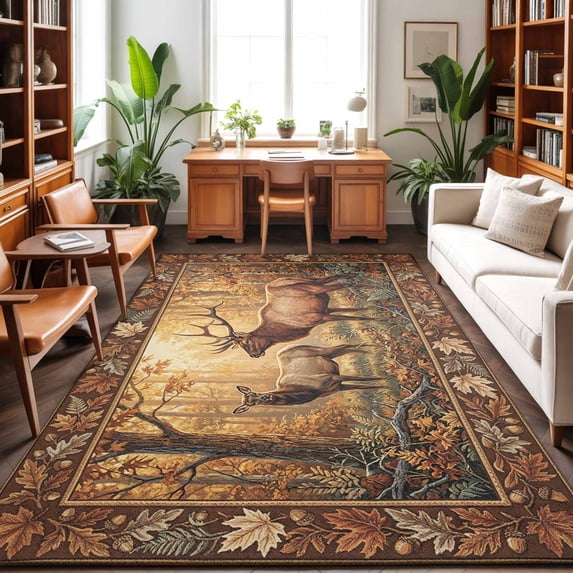 3'x5' Area Rugs, Country Deer Indoor Outdoor Area Rug for Living Room ...